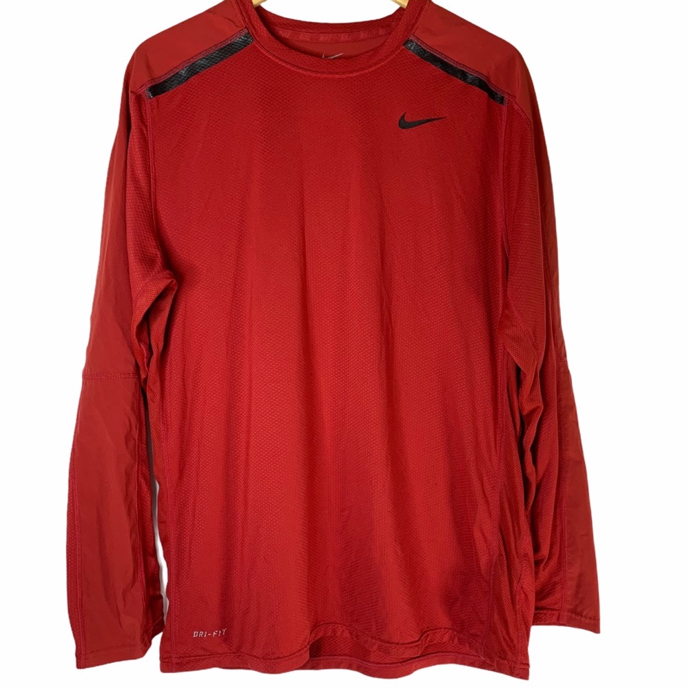Nike Red Dri-Fit Long Sleeve Active Top Large - Gem